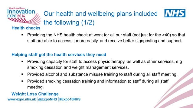 NHS Health and Wellbeing Workshop | PPTX | Healthcare Industry | Industries