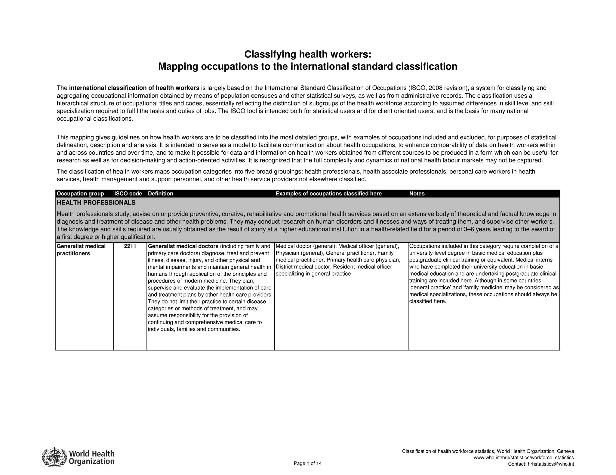 Health workers classification | PDF