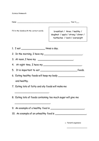 Healthy food-crosswords-fun-activities-games-worksheet-template 41218 | DOC