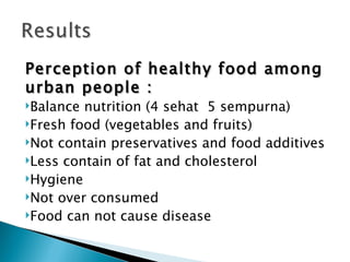 Healthy Food Perception For Urban People | PPT