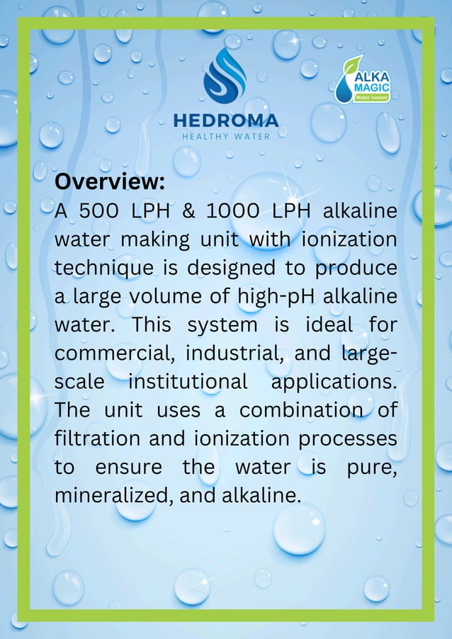 HEALTHY ALKA LINE.pdf alkaline water production plant details | PDF