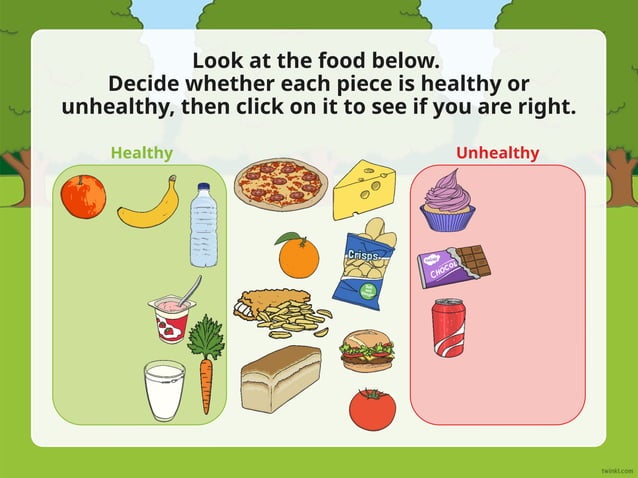 Healthy and Unhealthy Food for preschoolers | PPTX