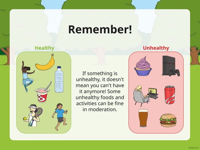 Healthy and Unhealthy Food for preschoolers | PPTX