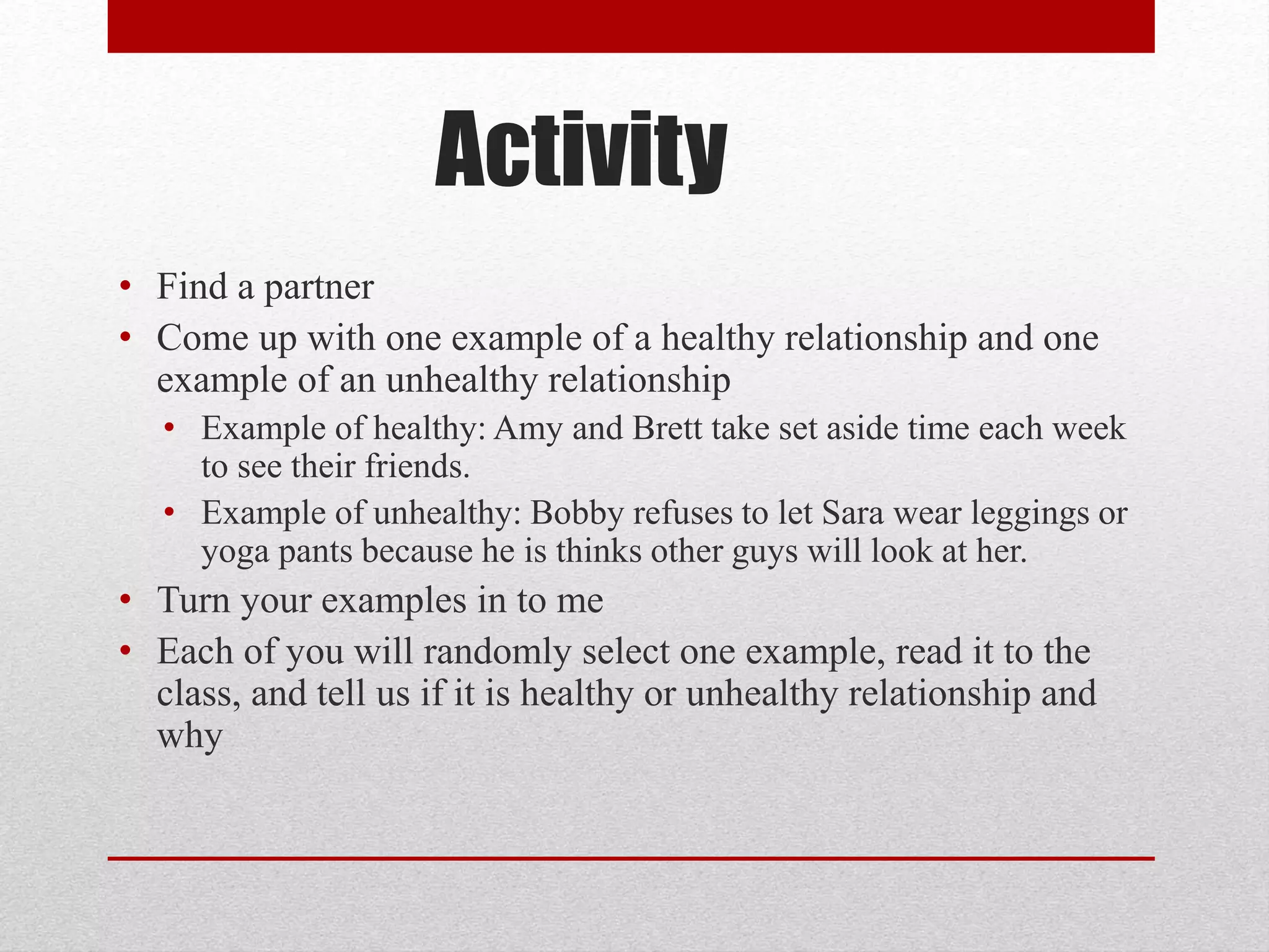 Healthy and unhealthy relationships | PPTX