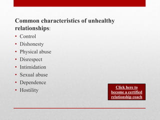 Healthy and unhealthy relationships | PPTX
