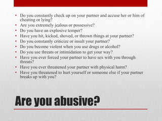 Healthy and unhealthy relationships | PPTX