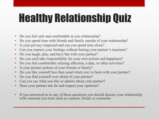 Healthy and unhealthy relationships | PPTX