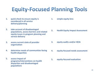 Health Equity Impact Assessment Workshop: Healthy Connection | PDF