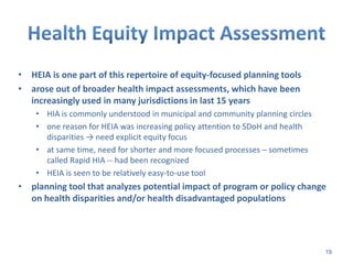 Health Equity Impact Assessment Workshop: Healthy Connection | PDF