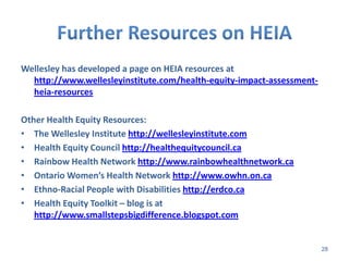 Health Equity Impact Assessment Workshop: Healthy Connection | PDF