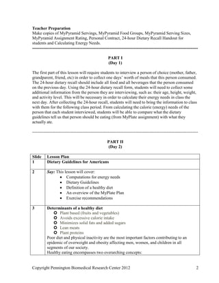 Healthy diet plan Unit 2 teen curriculum | PDF