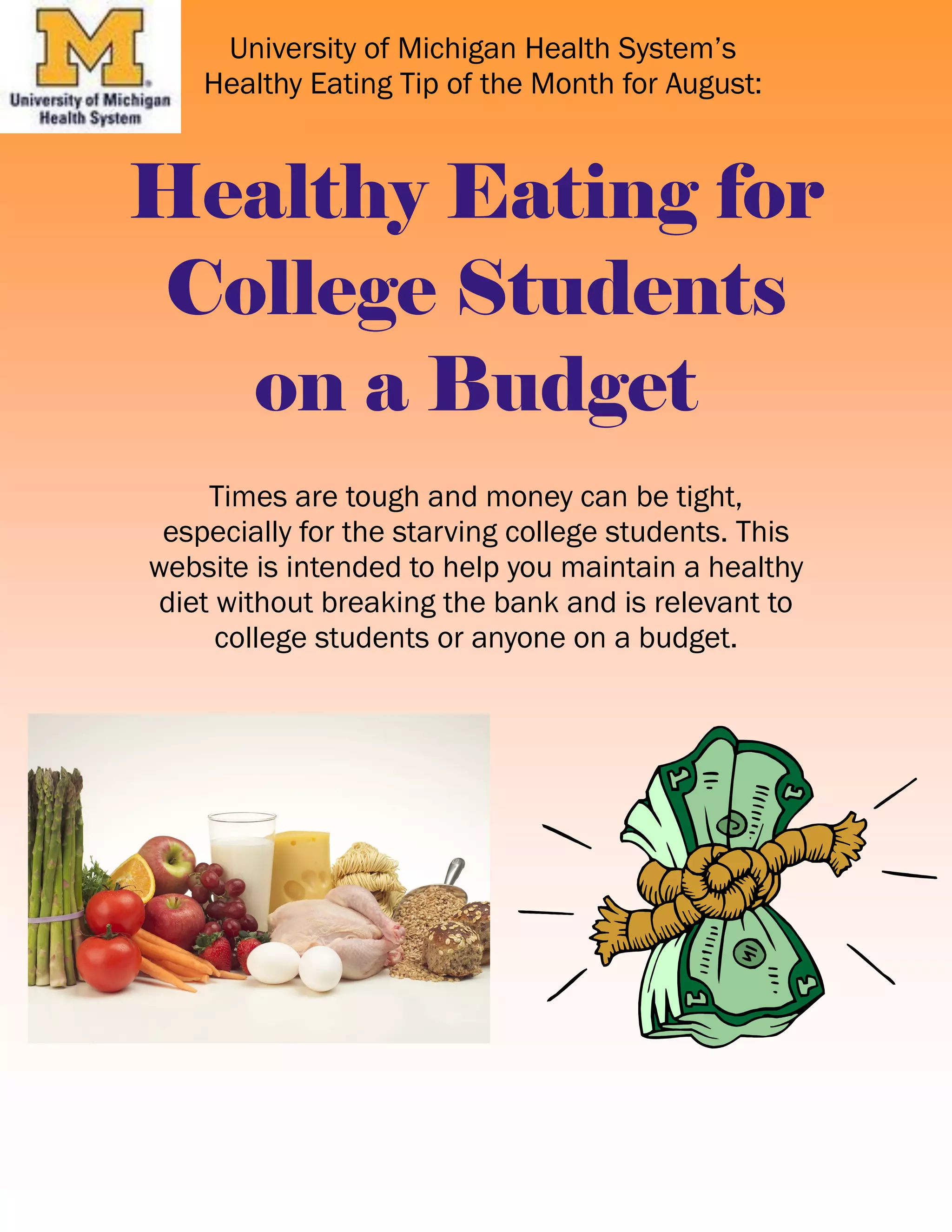 Healthy Eating for College Students on Budget | PDF