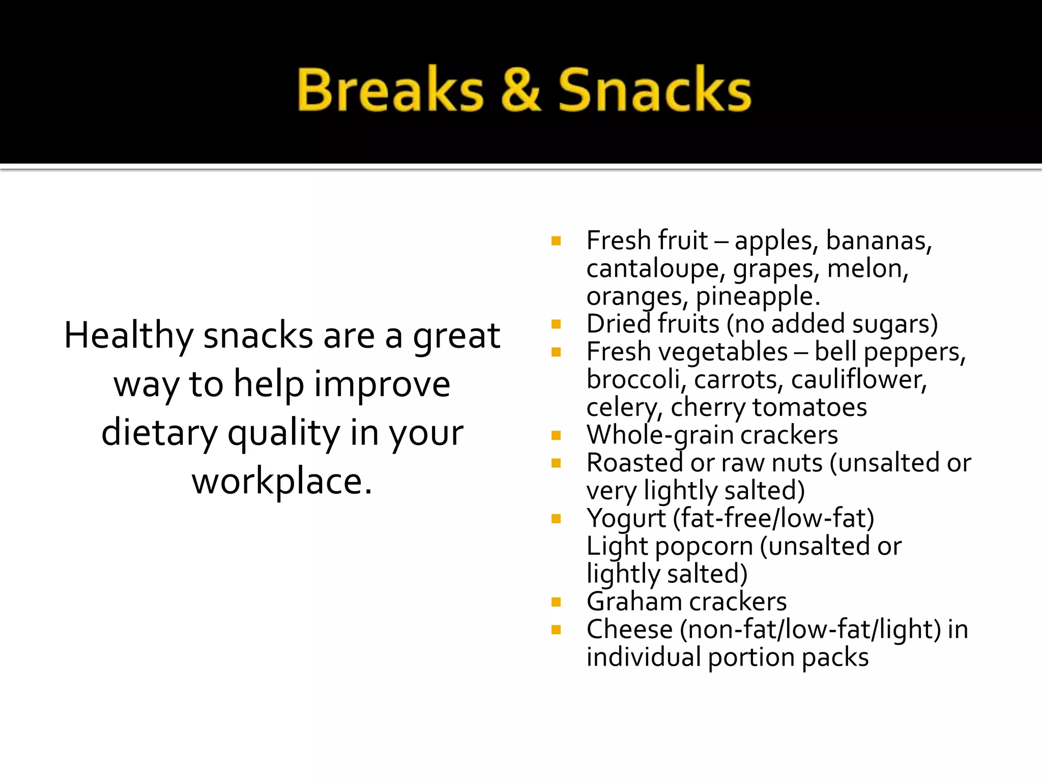 Healthy eating in the workplace | PPTX