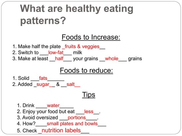 Healthy eating patterns ppt | PPTX | Healthy Cooking and Eating | Food ...
