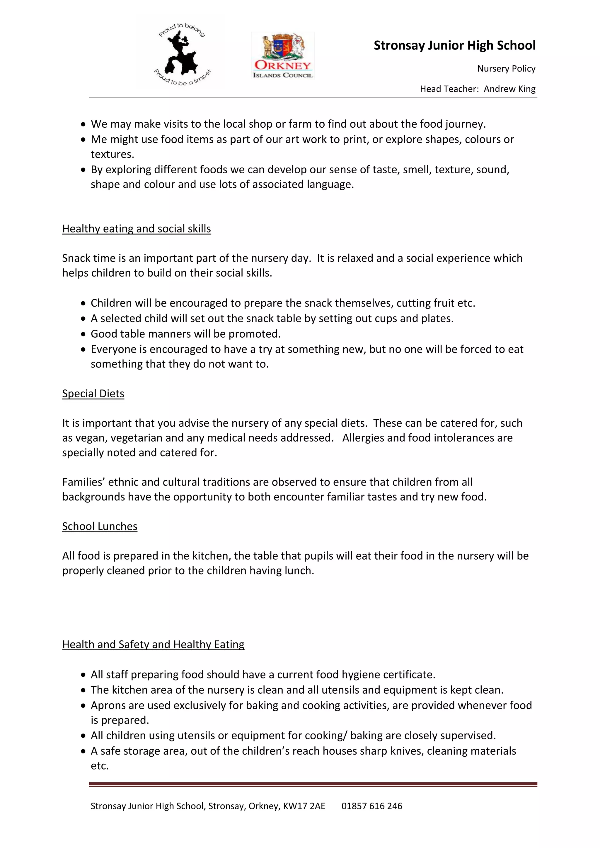 Healthy eating policy nursery | PDF