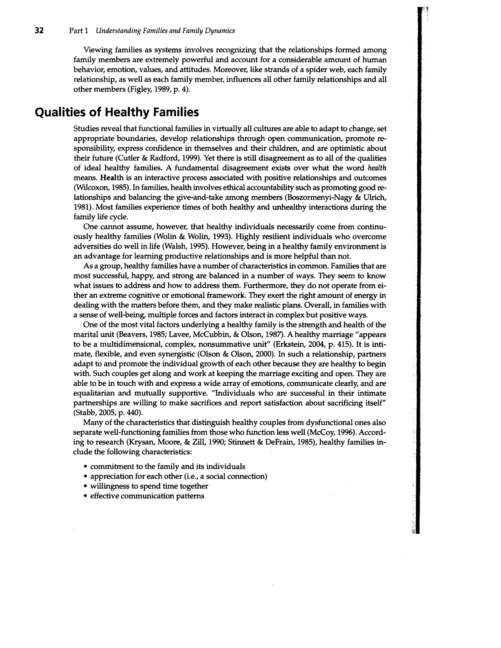 Healthy family qualities (from gladding, 2007) | PDF