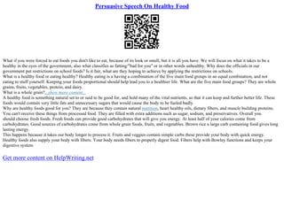 Healthy Food Essay | PPT