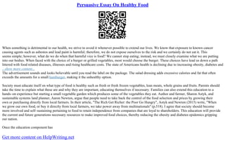 Healthy Food Essay | PPT