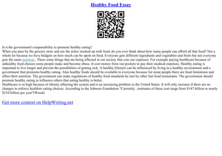 Healthy Food Essay | PPT