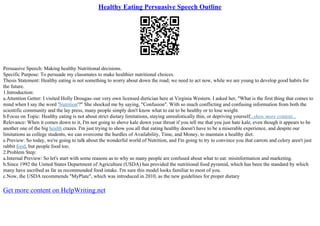 Healthy Food Essay | PPT