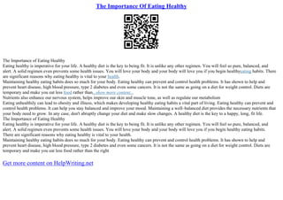 Healthy Food Essay | PPT