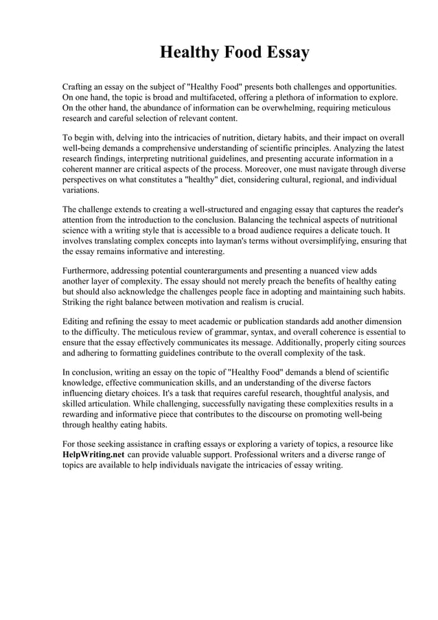 Healthy Food Essay. Virginia State University | PDF | Nutrition ...
