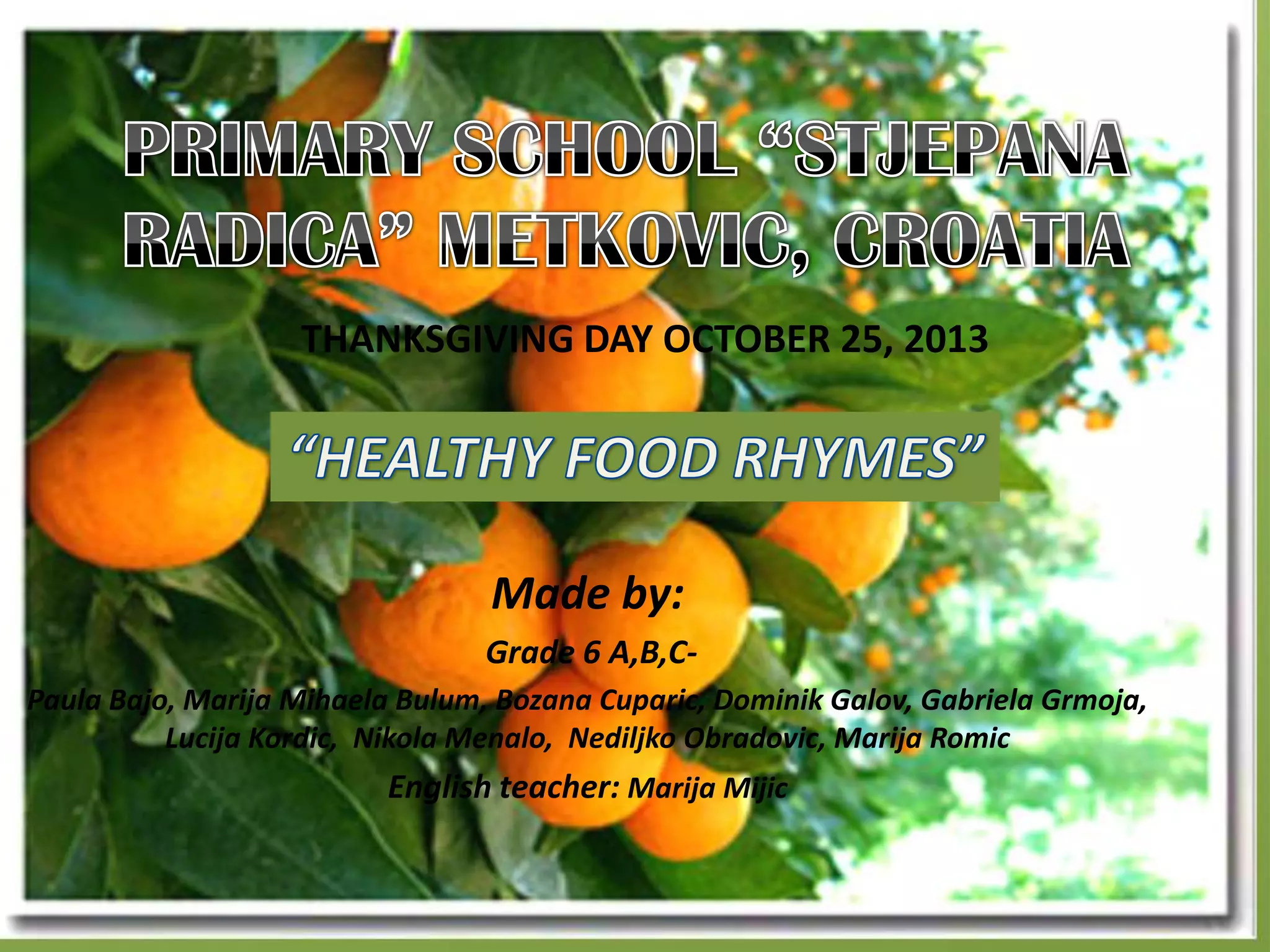 Healthy food rhymes ppt | PPT