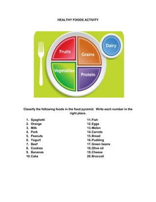 Healthy foods activity | PDF