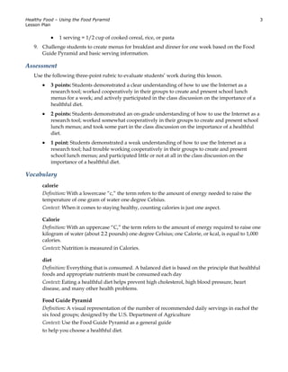 Healthy food lesson plan | DOC