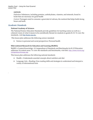 Healthy food lesson plan | DOC
