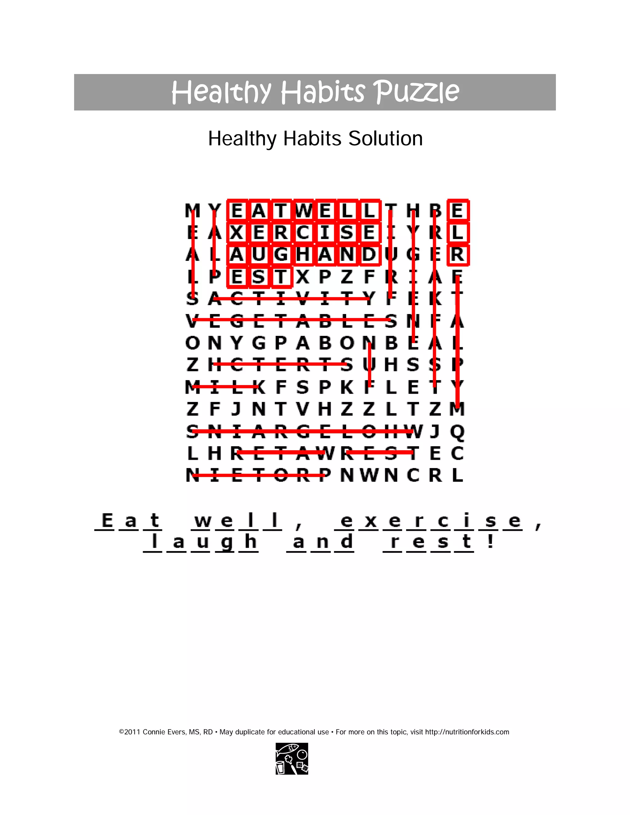 Healthy habits puzzle | PDF