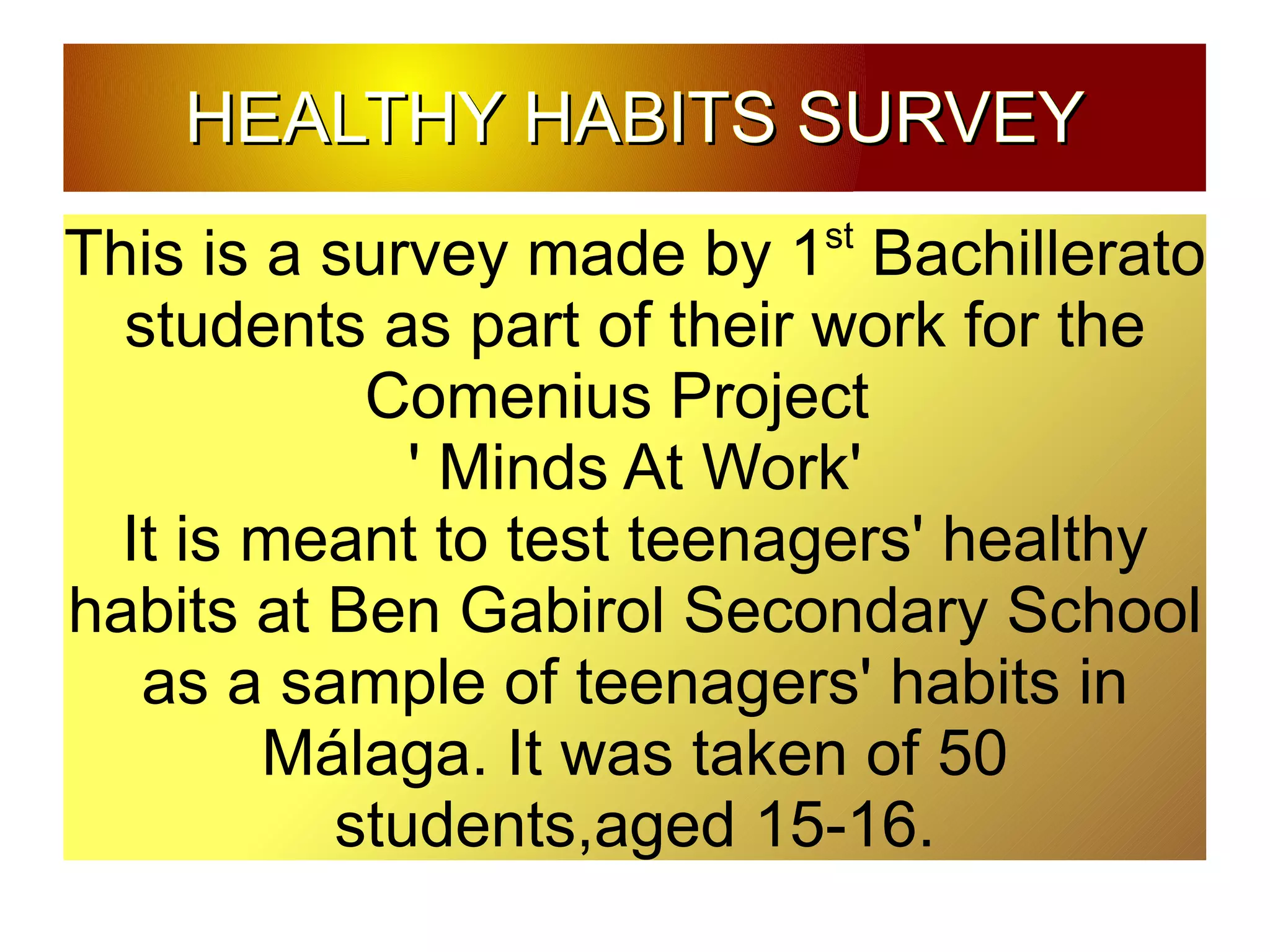 Healthy habits survey | ODP