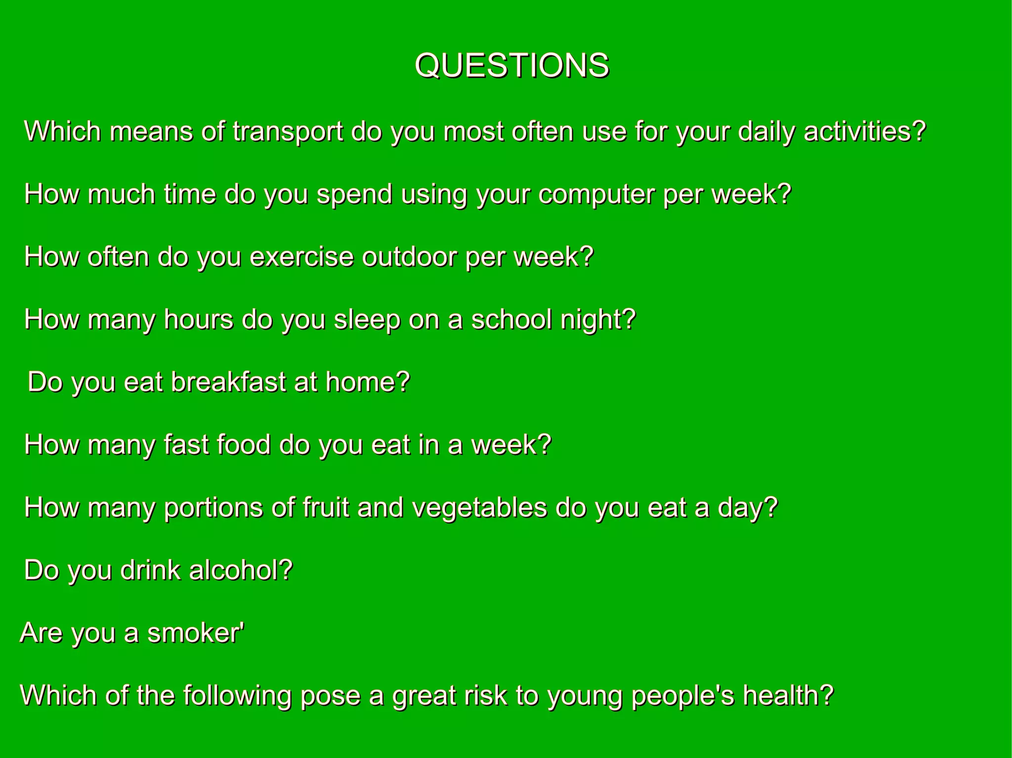 Healthy habits survey | ODP