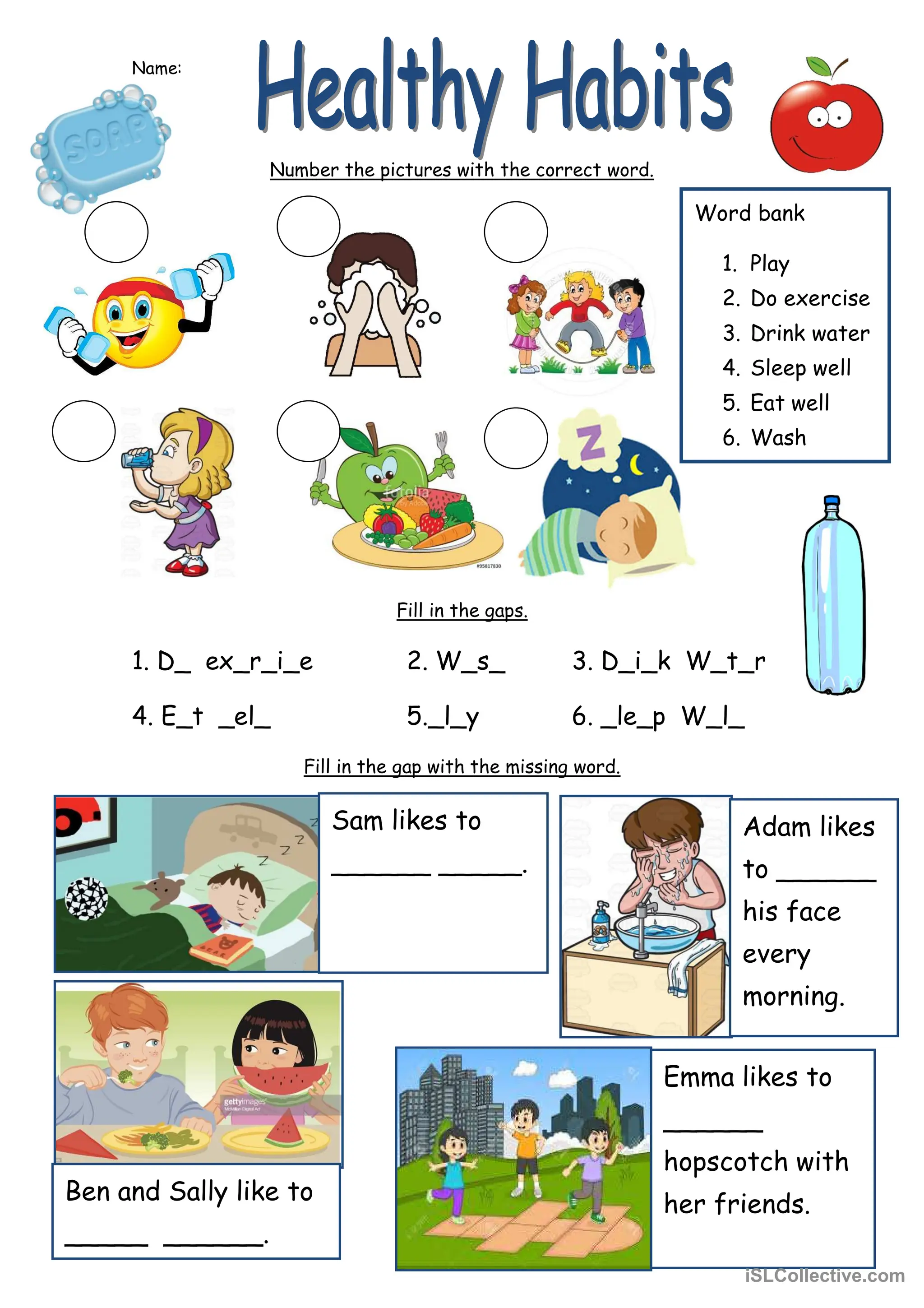 Healthy Habits worksheet para grado sexto | PDF