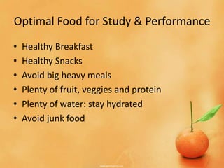 Healthy lifestyle & exam performance | PPTX