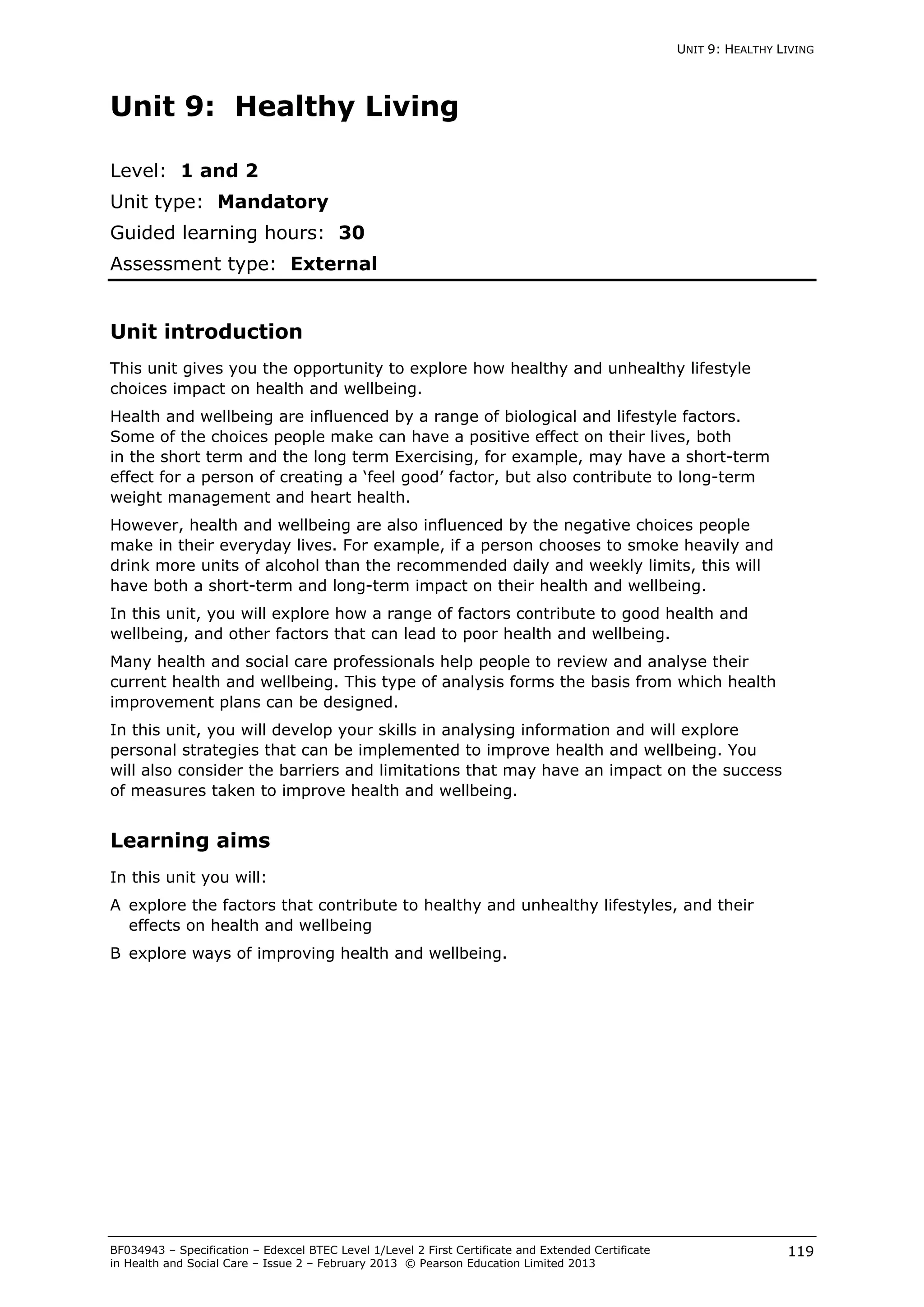 Healthy living specification | PDF