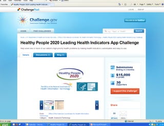 Healthy People 2020 Leading Health Indicators App Challenge 12.16.11 ...