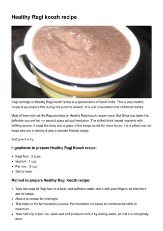 Healthy ragi koozh recipe | PDF