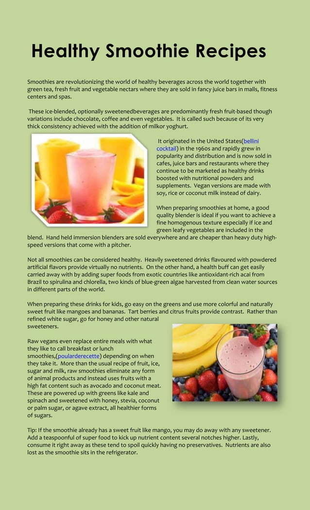 Healthy smoothie recipes | PDF