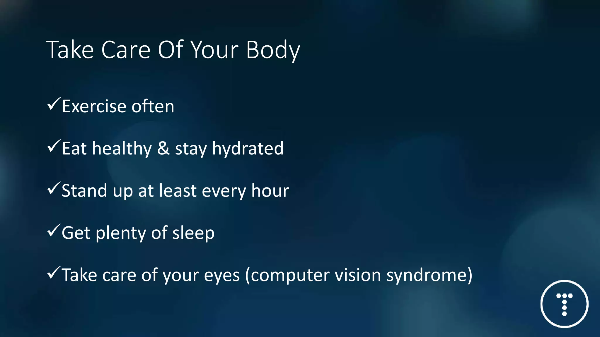 Healthy Tips For Programmers | PPTX | Programming Languages | Computing