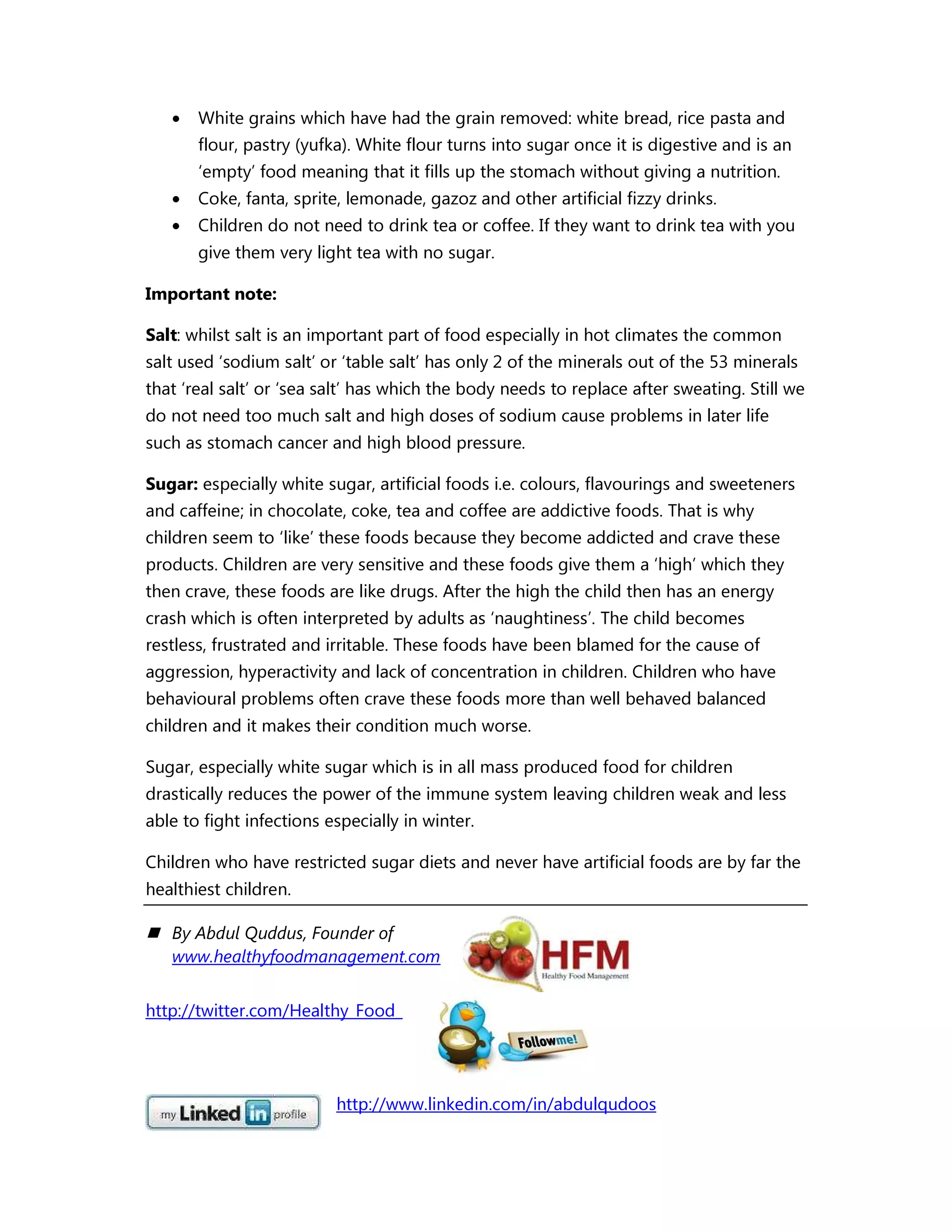 Healthy & Unhealthy Foods for Children | PDF