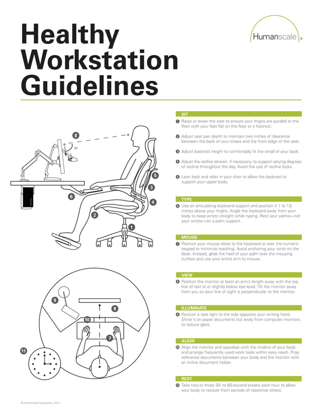 Healthy Workstation Guidelines | Humanscale | PDF