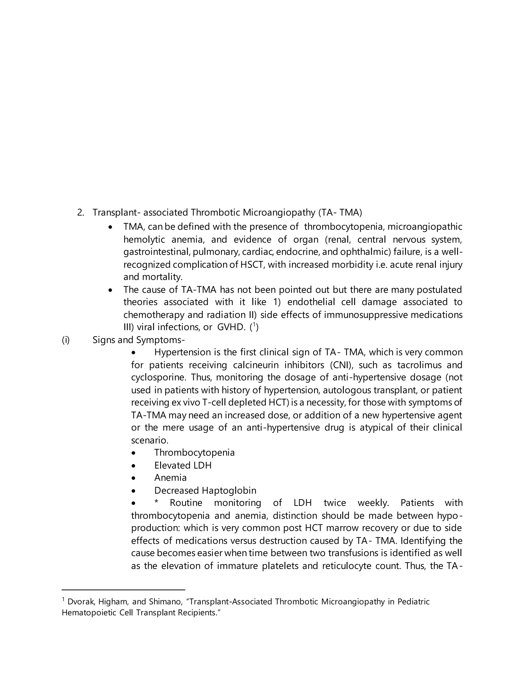 Heamatology: Transplant associated Microangiopathy | PDF