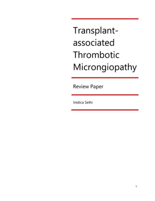 Heamatology: Transplant associated Microangiopathy | DOCX