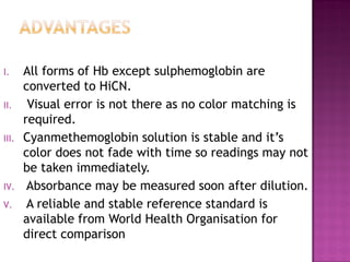 Heamoglobin estimation by various method | PPT