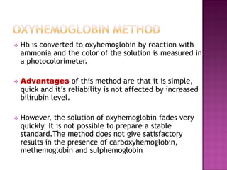 Heamoglobin estimation by various method | PPT