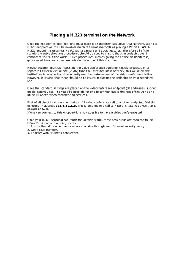 HEAnets' Video Conferencing Service | PDF | Web Conferencing | Computer Software and Applications