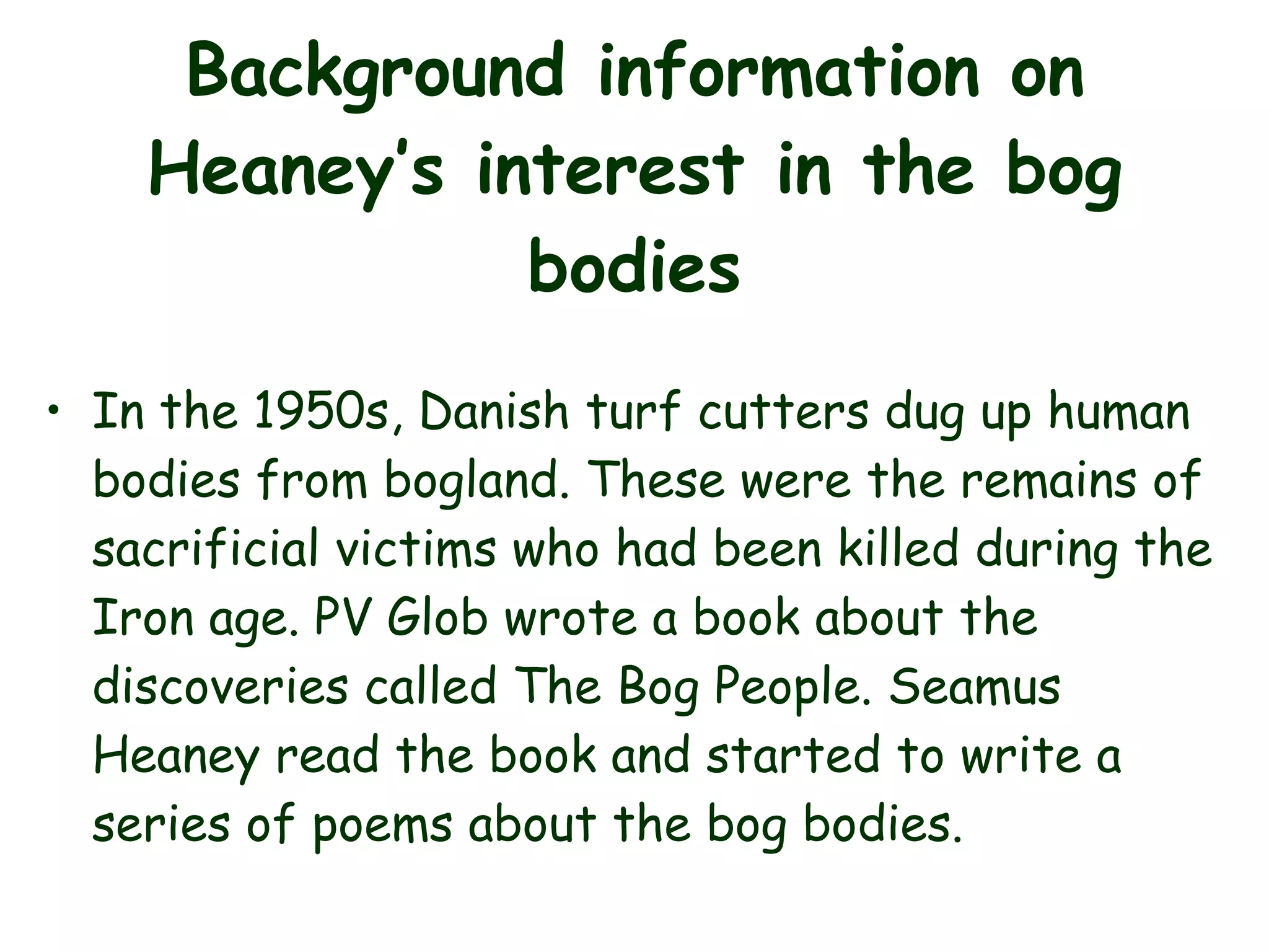 Heaney’S Bog People | PPT