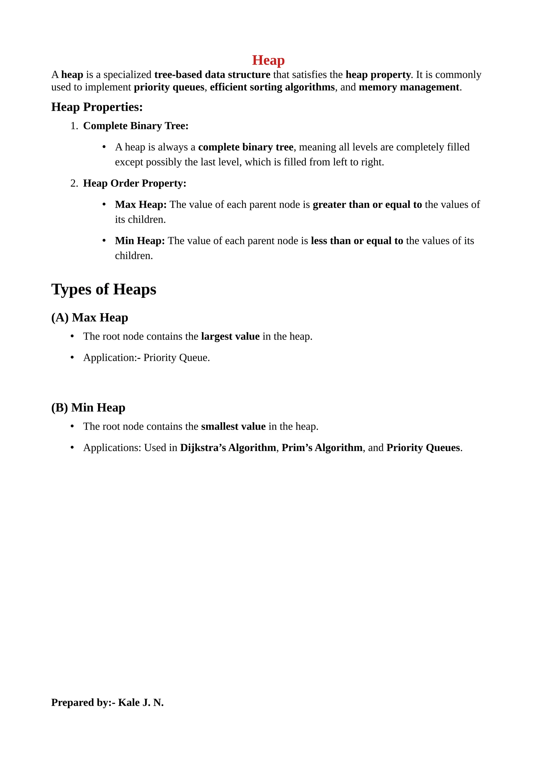 Heap, Types of Heap, Insertion and Deletion | PDF