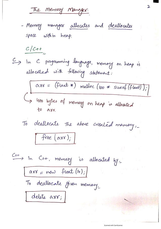 Heap management in Compiler Construction Heap management in Compiler Construction